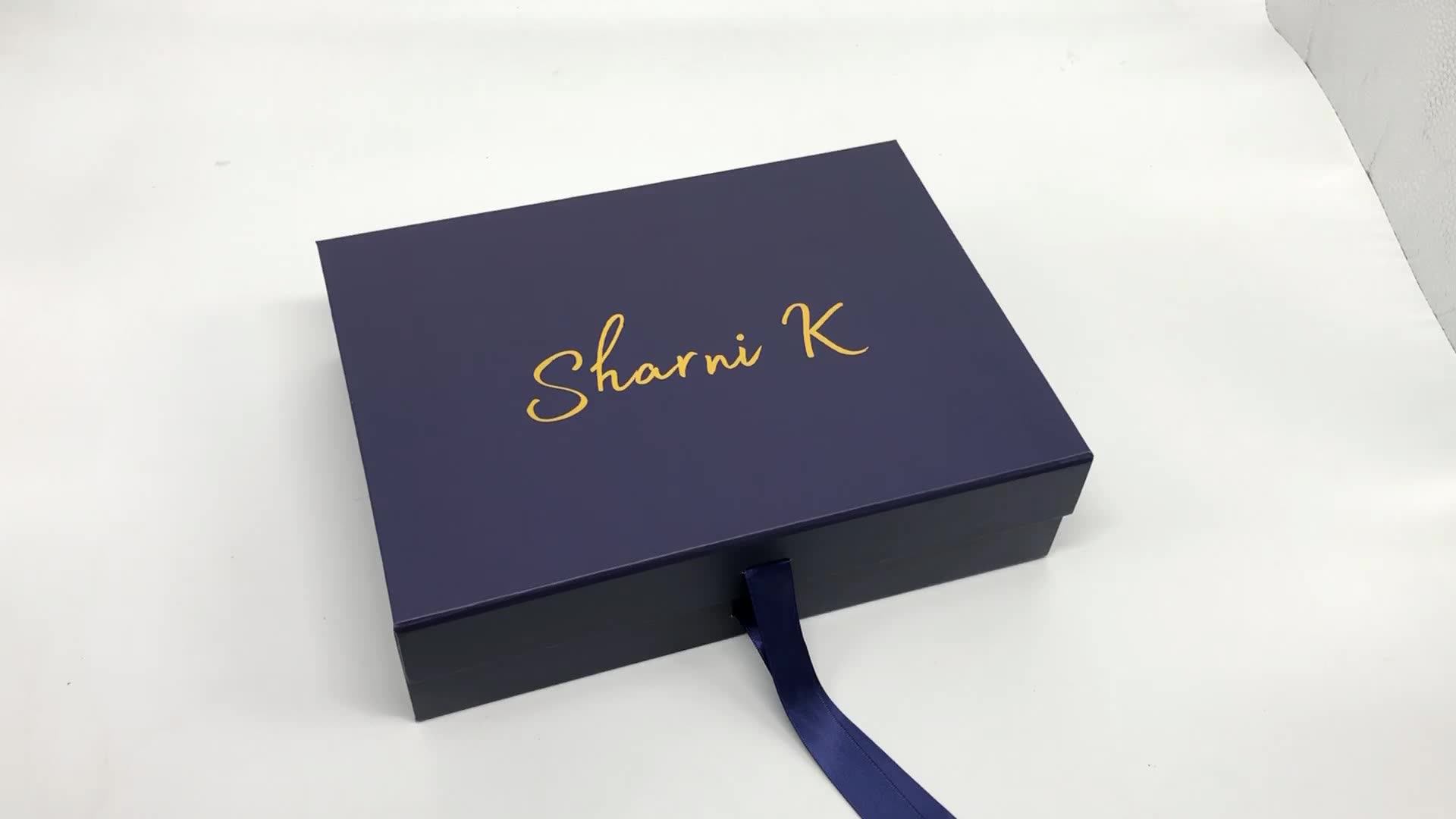 Foldable Magnetic Book Shape Rigid Gift Boxes With Ribbon Cardboard ...