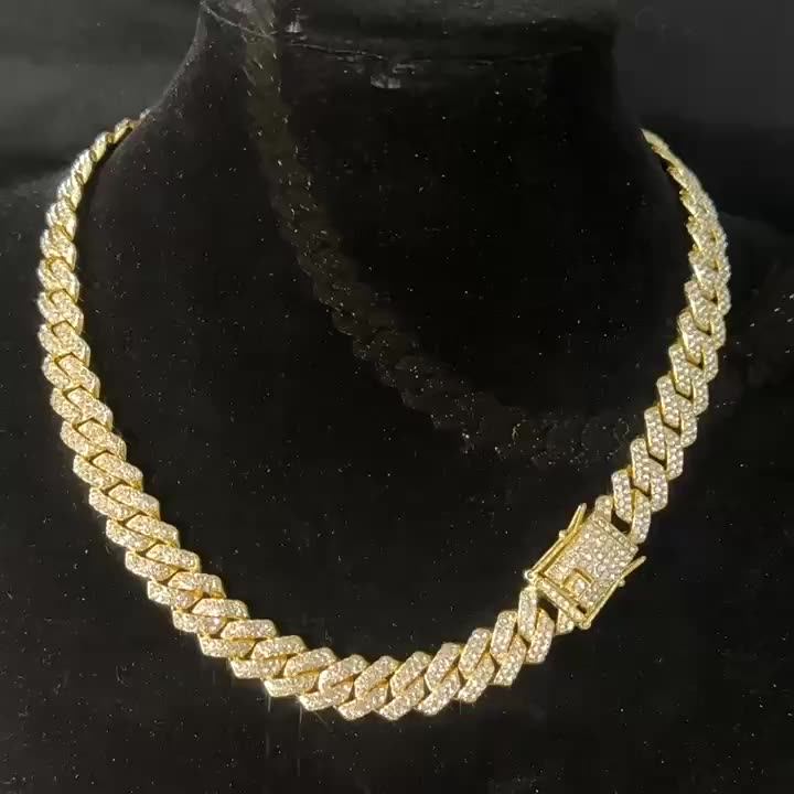 Hip Hop Lab Grown Diamond Necklace Cuban Link Chain 13mm 14mm 15mm ...