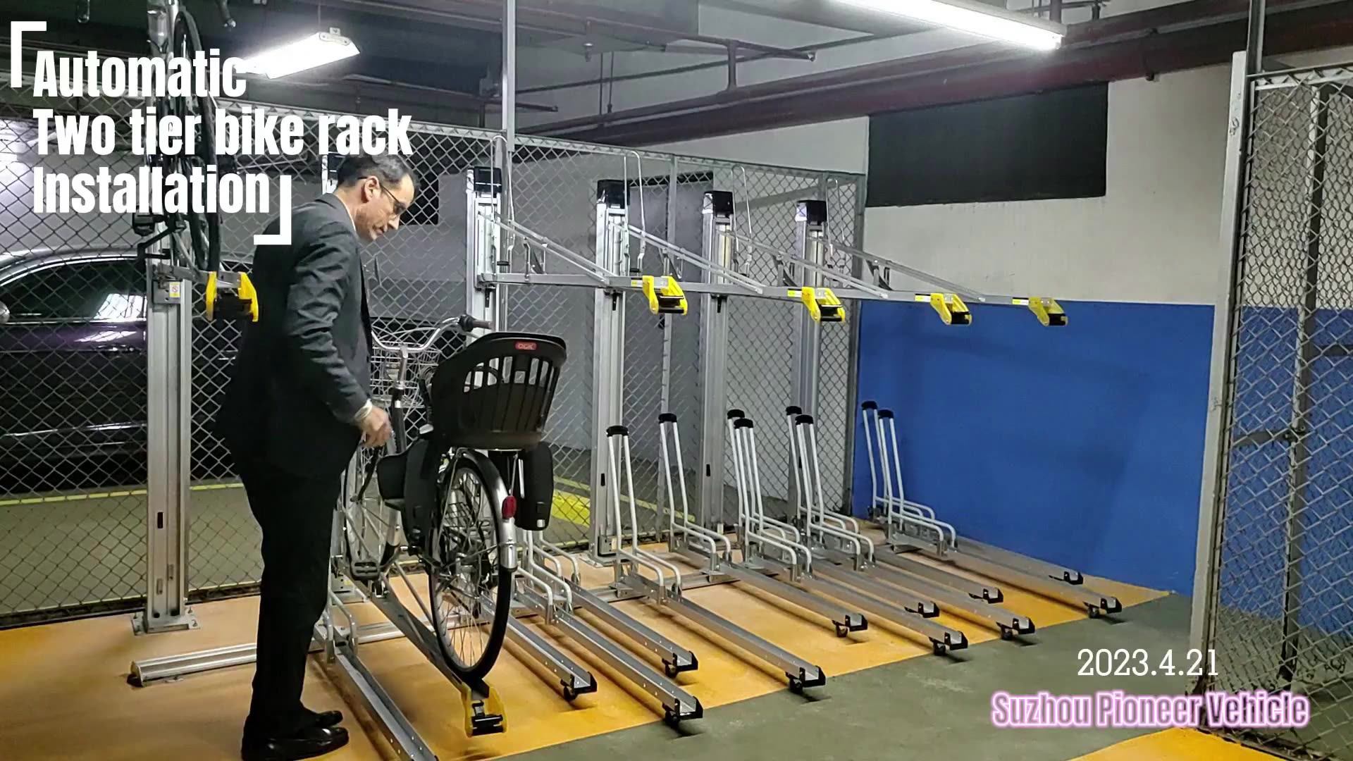 Vertical Lift Two Tier Bicycle Racks Vertical Bicycle Electric Bike ...