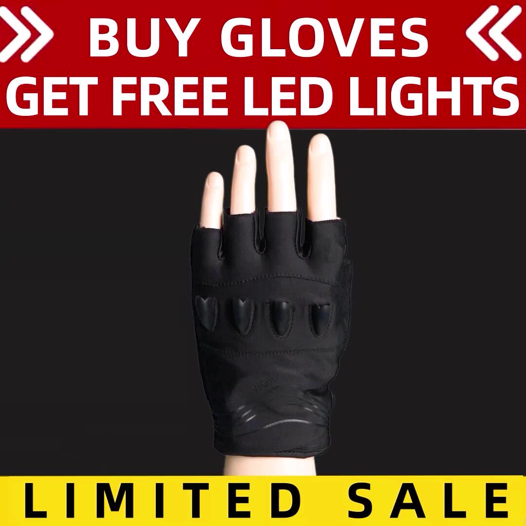 Outdoor Led Lighting Flashlight Safety Cycling Gel Padded Gloves Half ...