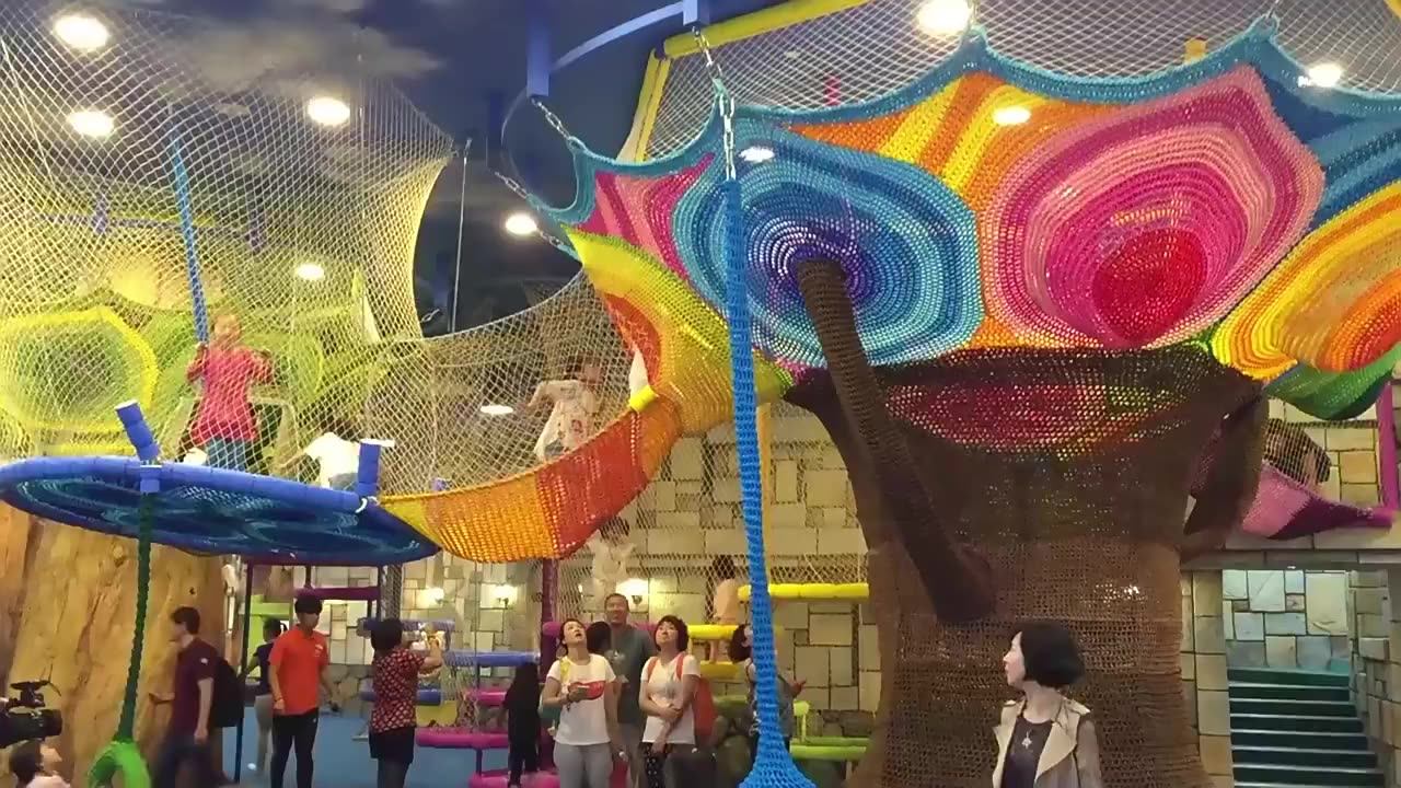 Indoor Playground Kids Fitness Soft Play Games Big Rainbow Rope Maze ...