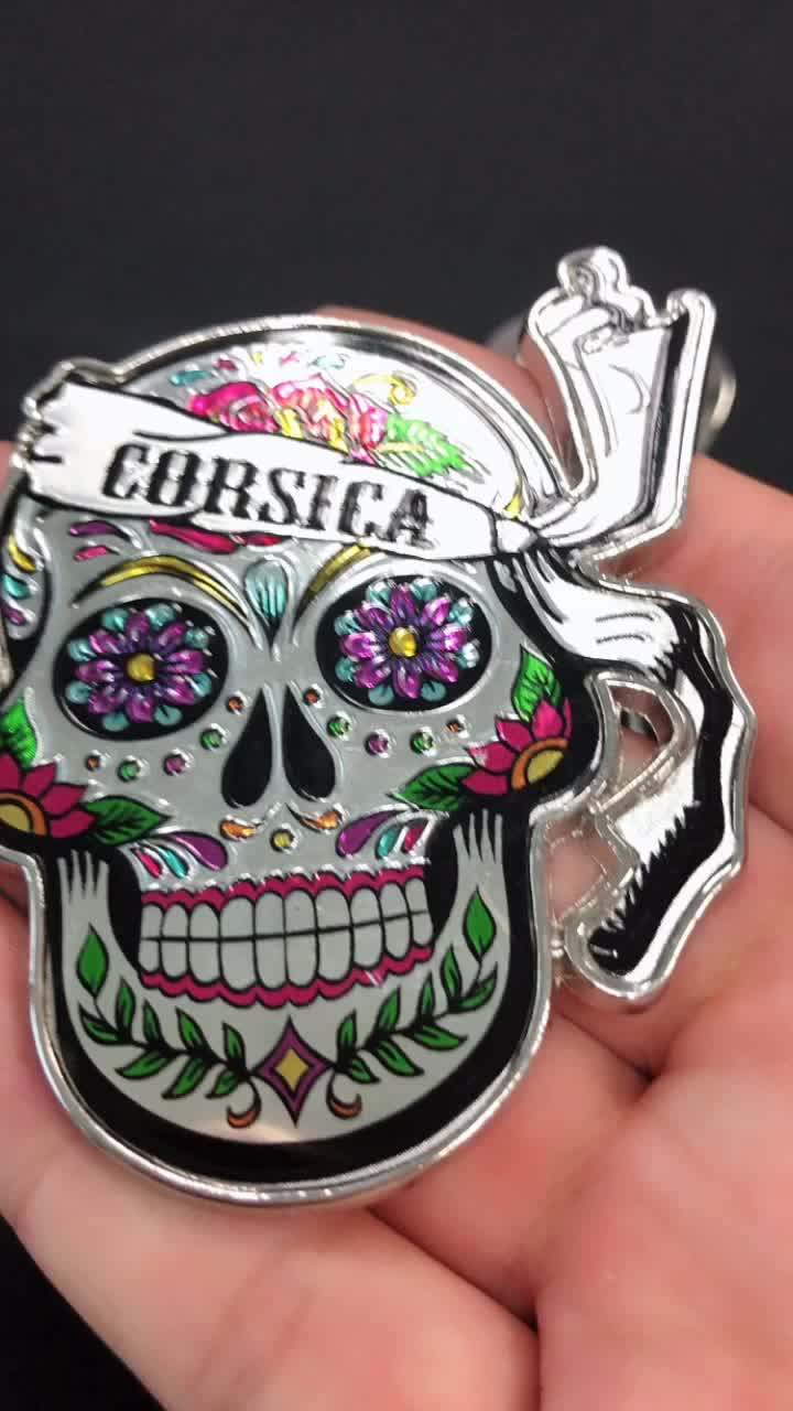 Los Cabos Metal Enameled Skull Keychains: Skeleton Head Keyrings ...