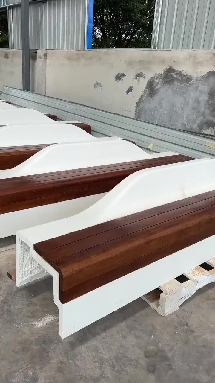 Outdoor Garden Decoration Grc Fiberglass Concrete Wooden Sitting - Buy ...