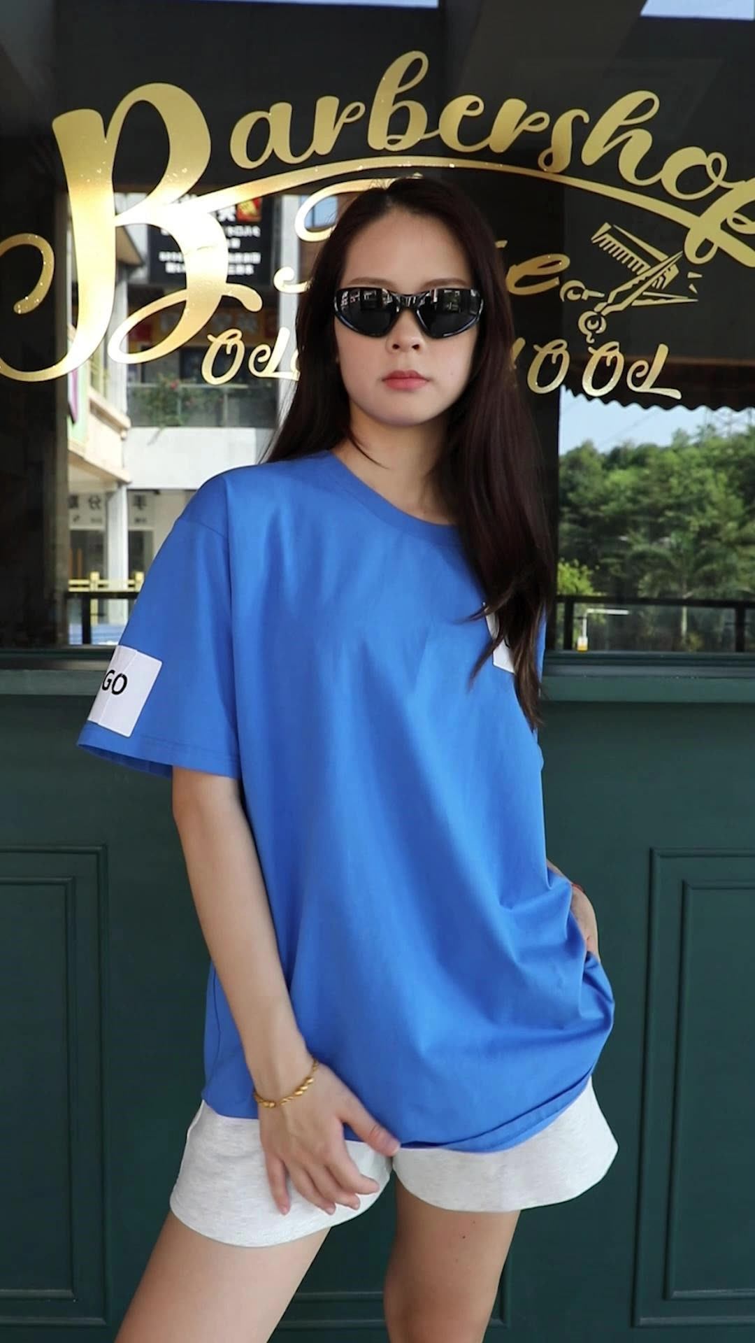 Custom Puff Print Crop Loose Shoulder Drop Tops Cotton Plus Size Women ...