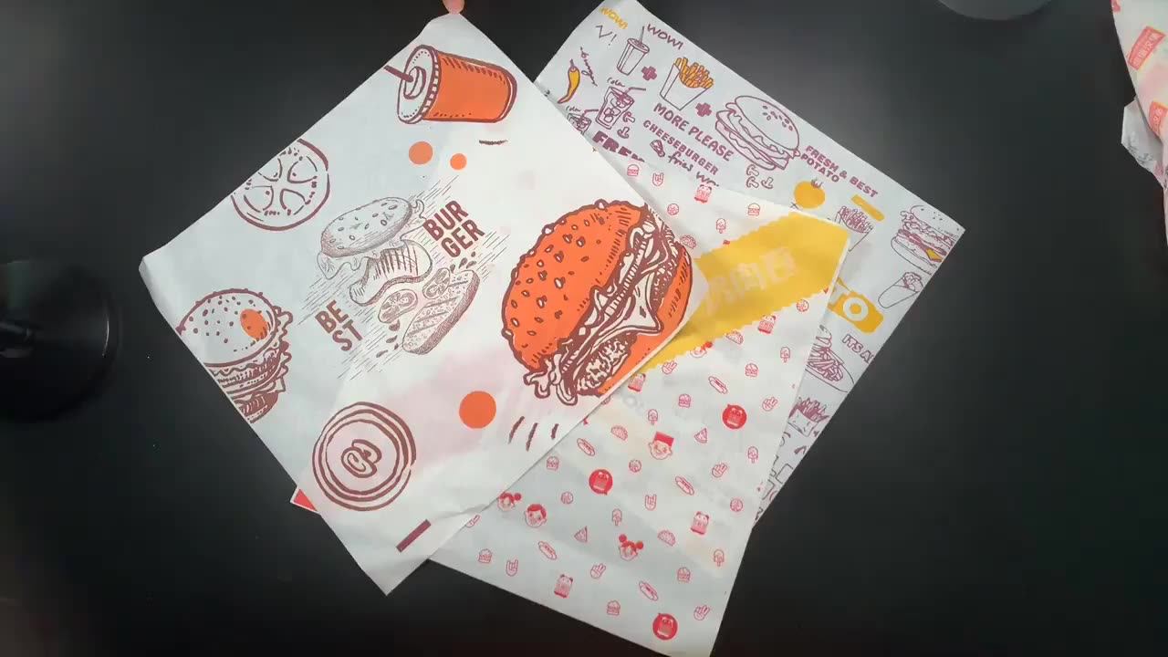 Custom Fast Food Hamburger Packaging Waxed Paper Food Wrapping Paper ...