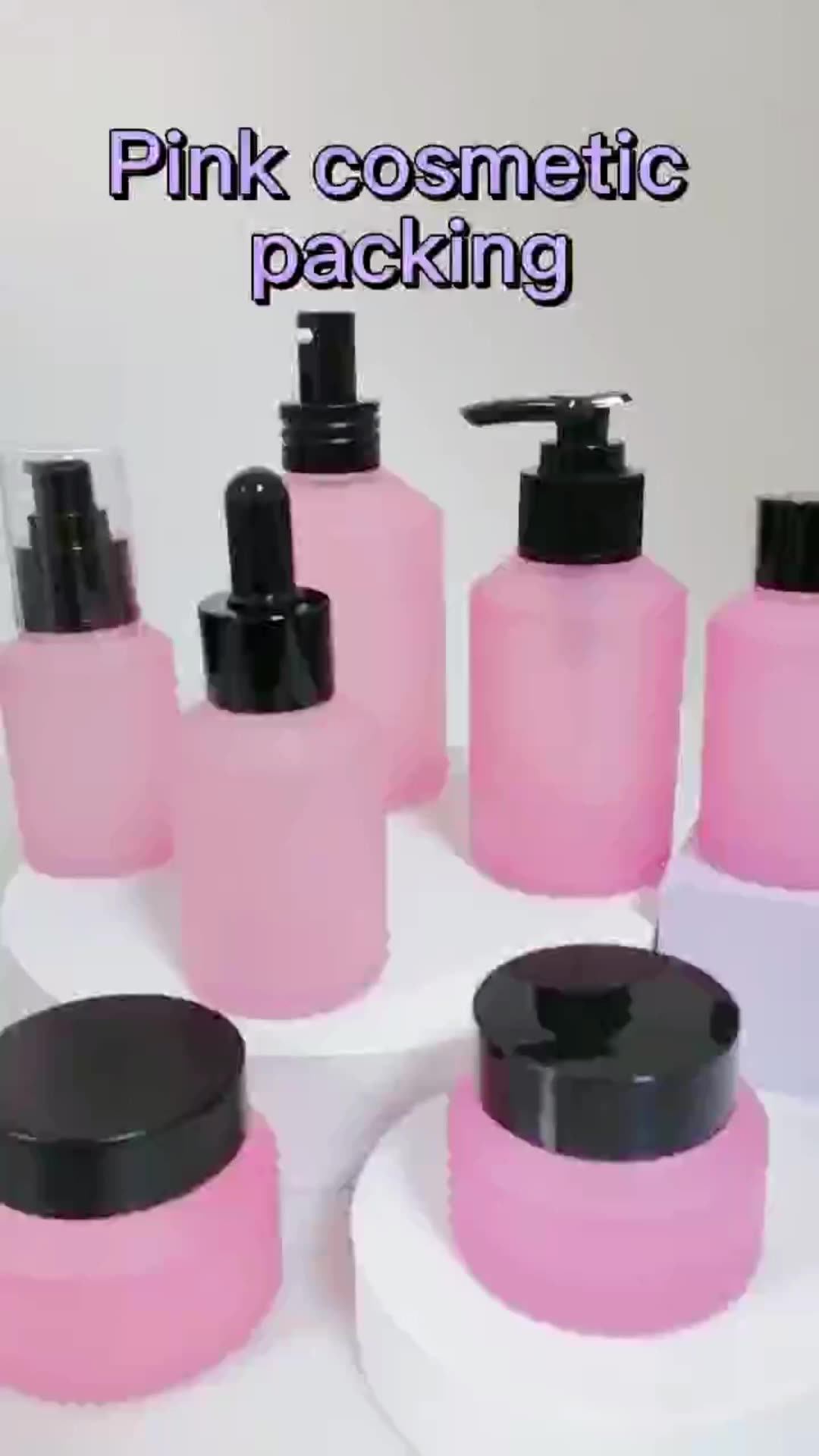 Empty Skincare Packaging For Cosmetics Pink Glass Lotion Essential Oil ...