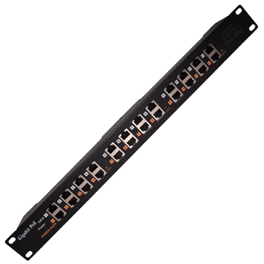 Gpoe-12-1u Rack Mount Panel Gigabit Poe Injector 12 Port Poe Midspan ...