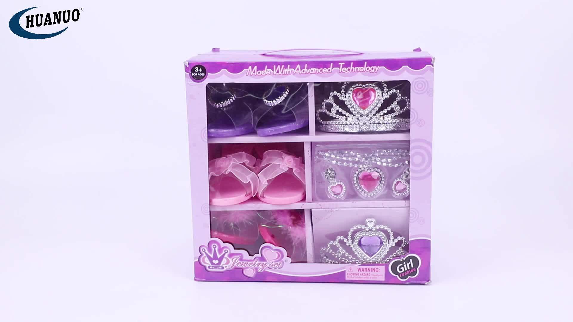 Children Plastic Beauty Crown Toys Set Girl High Heel Shoes Toys ...