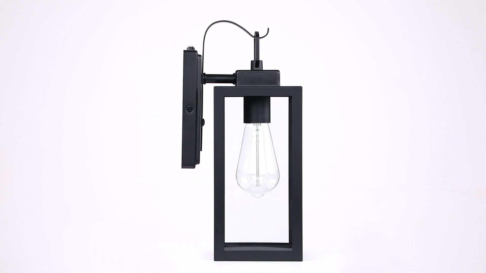 Outdoor Wall Mount Photocell Waterproof Wall Lights Matte Black Box E26 ...