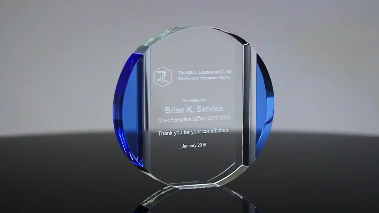 Premium Clear Glass Trophies Blank Shape Clear Blue Crystal Sports ...