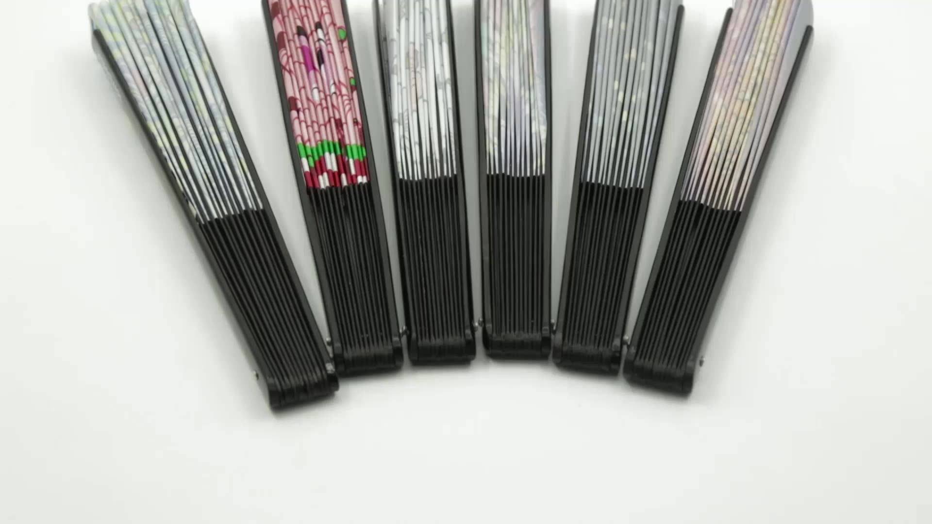 Custom Printed Large Decorative Bamboo Crafts Folding Hand Fan Clack ...