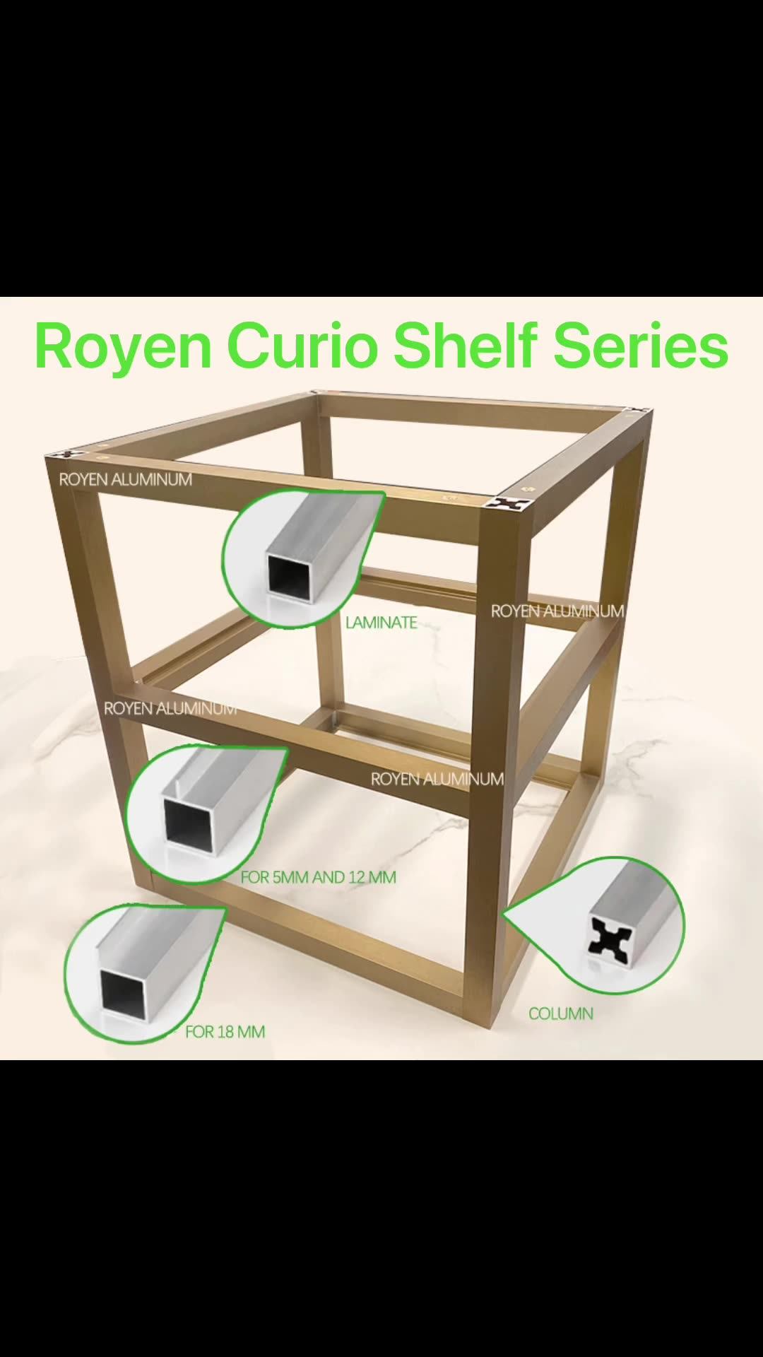 Diy Anodized Gold Black Aluminum Profiles Display Racks Frame Profile ...