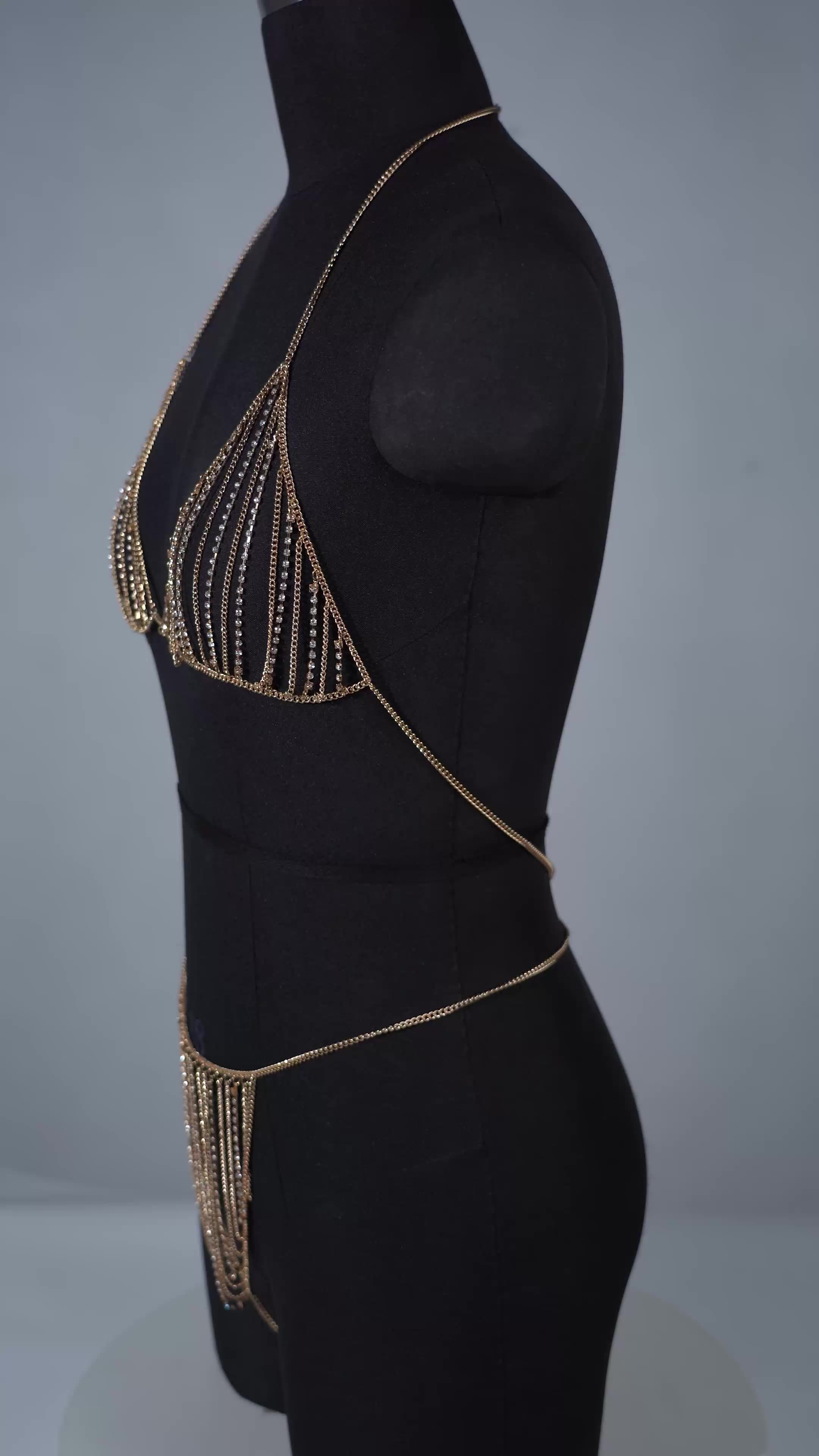 2023 New Design Xxxx Sexy Girl Bikini Set Jewelry Body Chain Bra ...