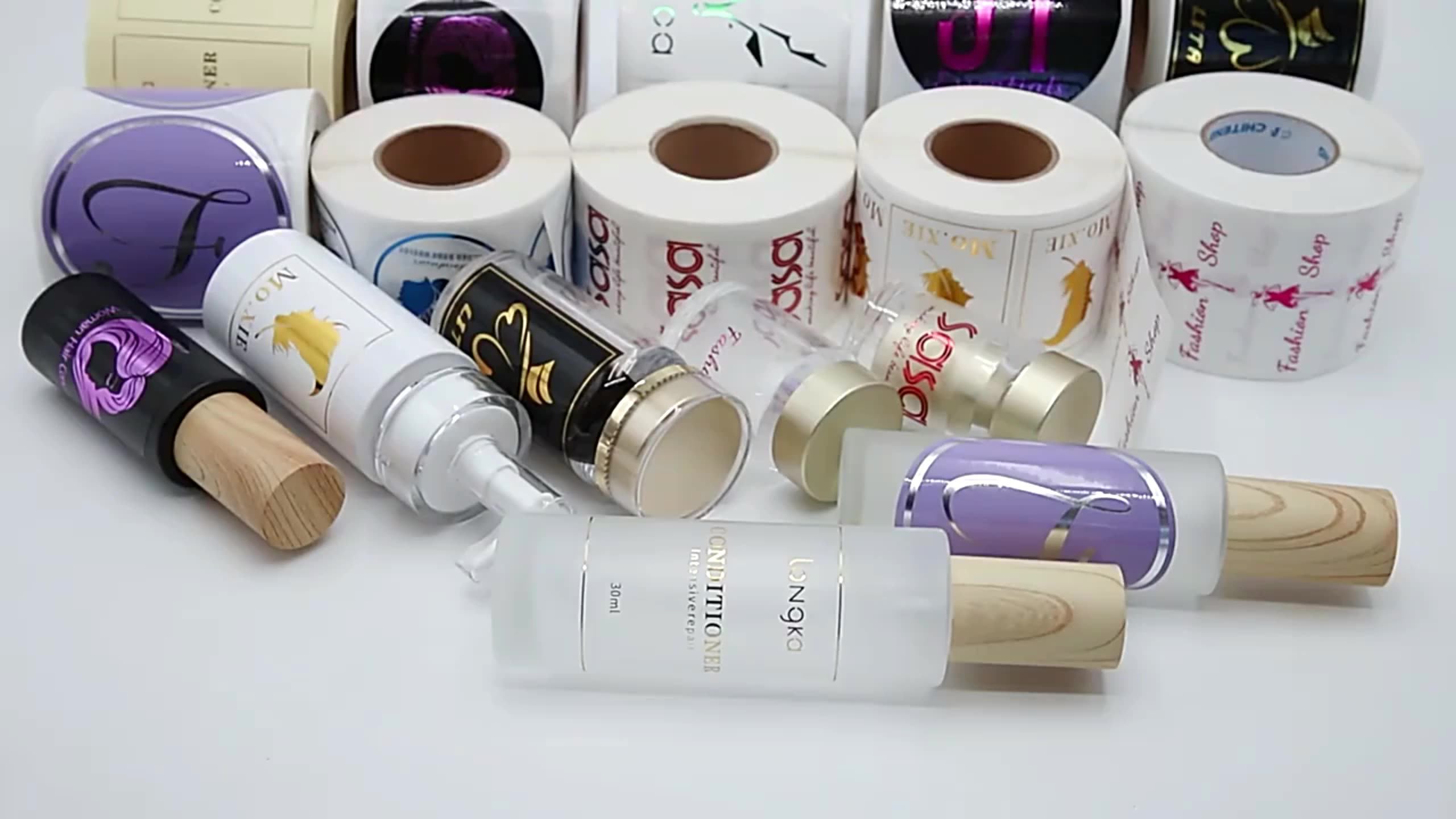 Custom Printed Adhesive Vinyl Waterproof Logo Stickers Roll Skin Care ...