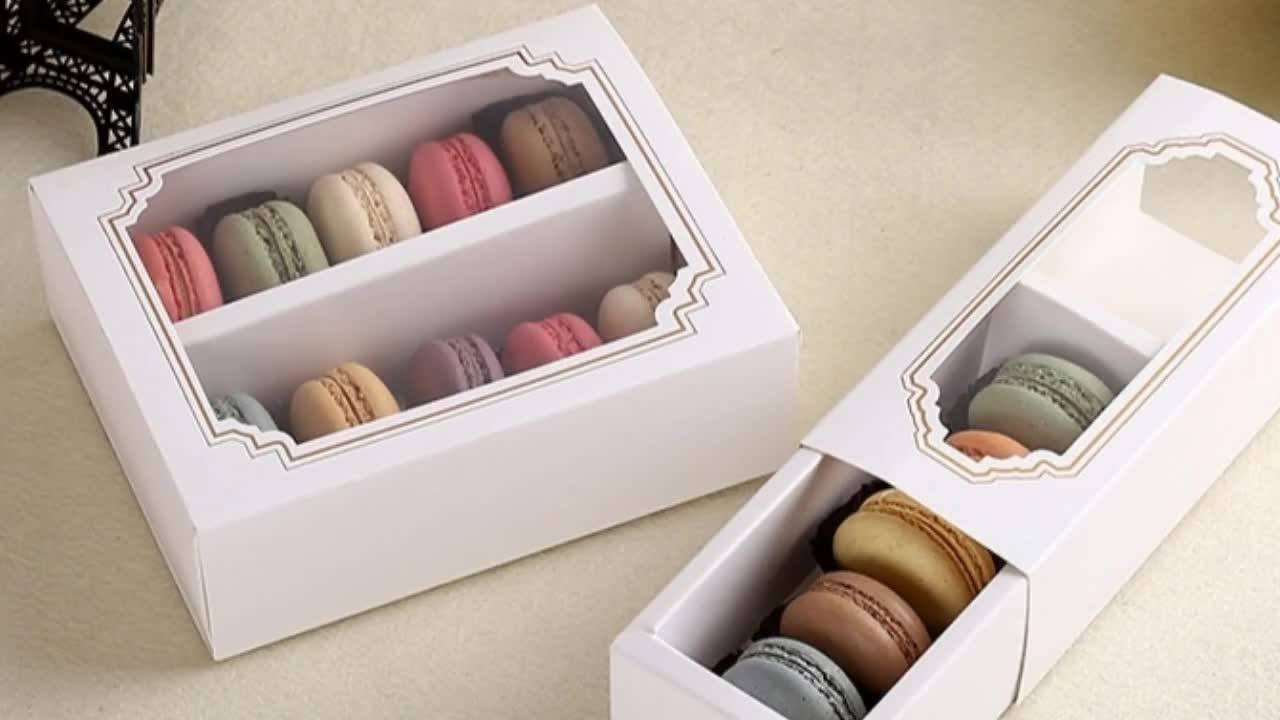 Boîtes En Papier Pour Macarons Rectangulaires,Avec Fenêtre,Emballage ...