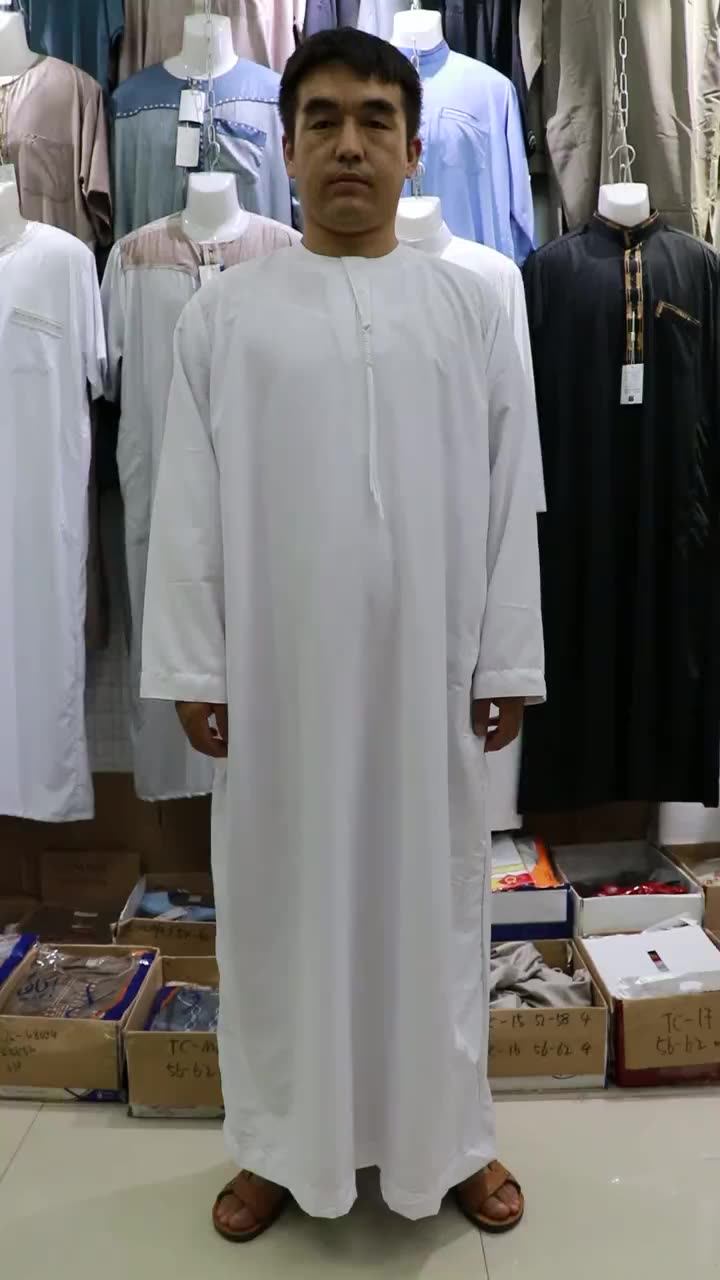 Wholesale Middle East Oman Robe Men Polyester Qatar Round Neck Arabian ...