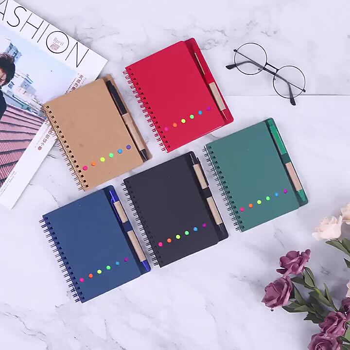 Wholesale Custom Logo Spiral Notebook Kraft Paper Sticky Notes Notebook ...
