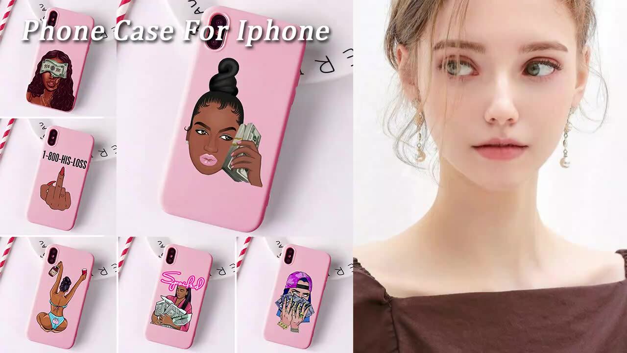 Pink Soft Tpu Black Girl Back Cover Custom Silicon Cell Phone Case For ...
