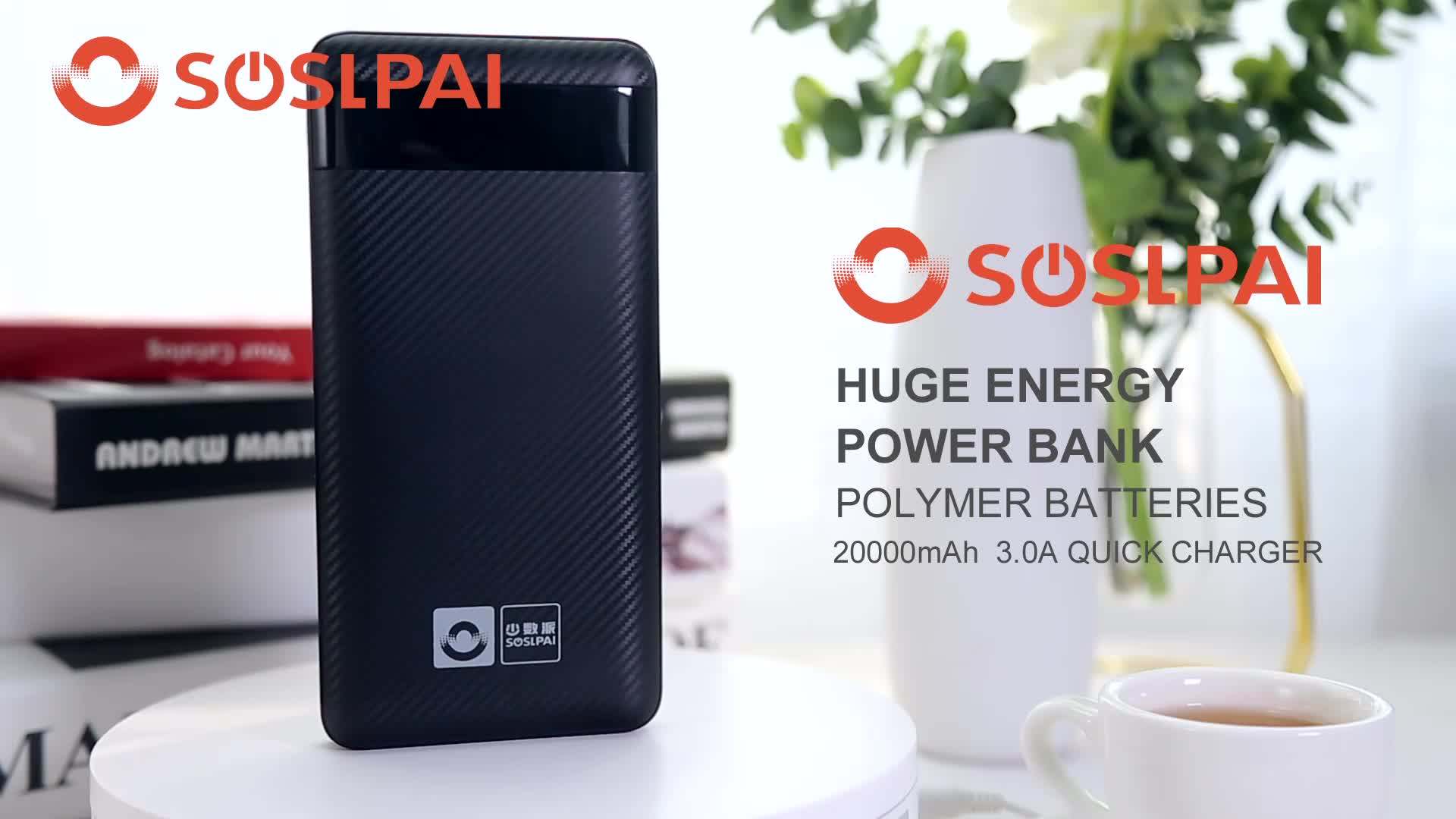 Soslpai New Arrived 3 Usb Ports Rohs Custom Logo Power Bank 20000mah ...