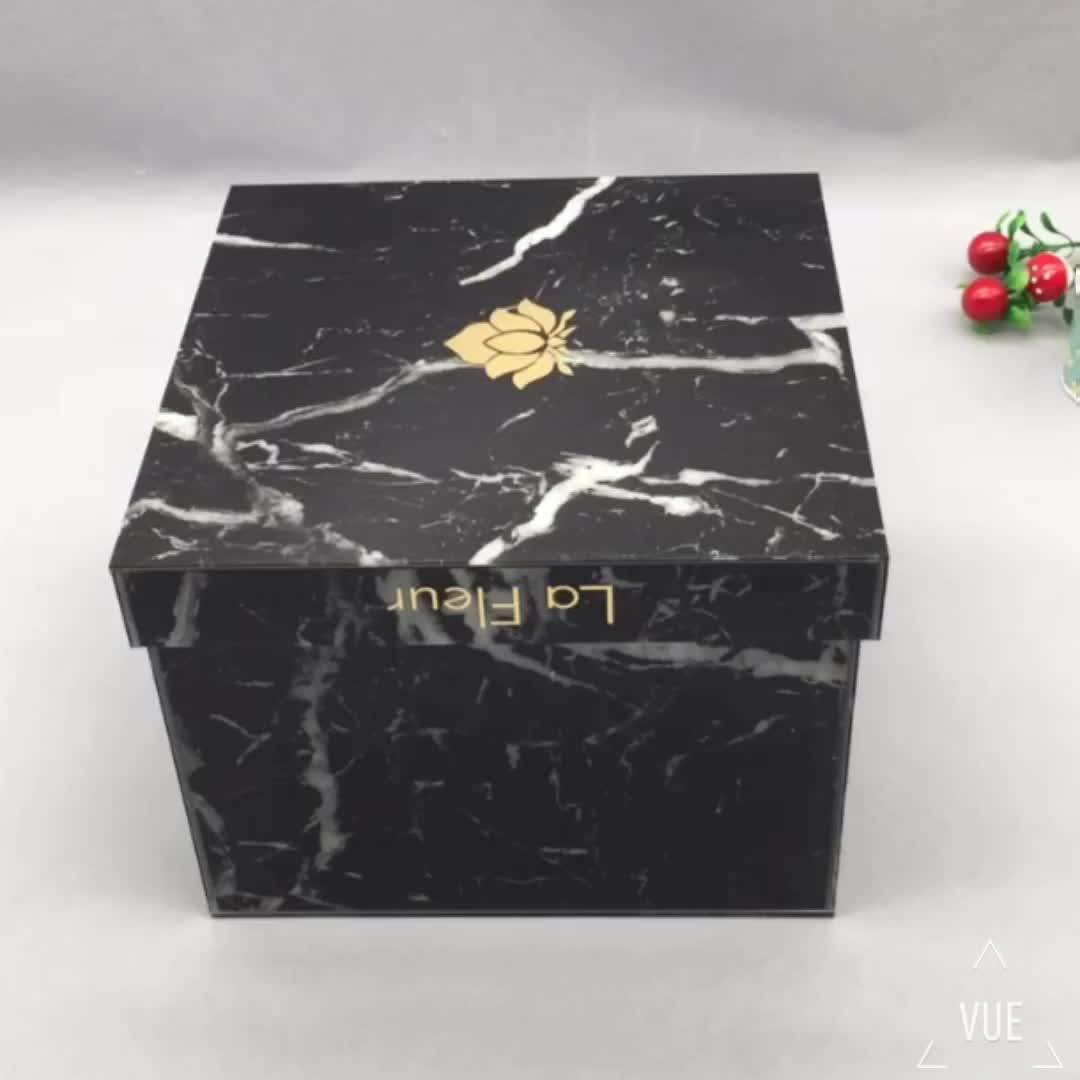 Hot Sale Modern Design Square Marble Acrylic Box Gifts Box Rose Box ...