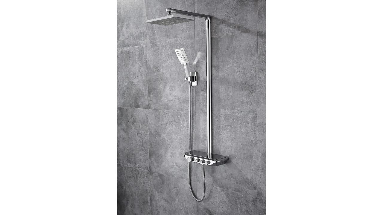 Luxury Modern Chrome Exposed Shower Mixer Set European Hotel Brass ...