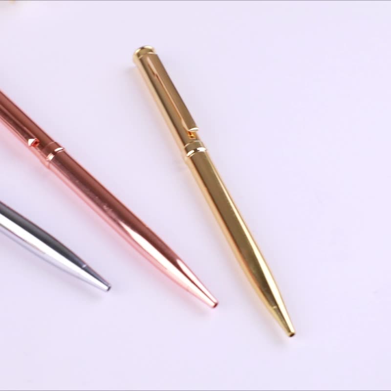 Rose Gold/gold/silver Plating Color Ball Pen With Custom Logo Stationary Slim Promotional Metal ...