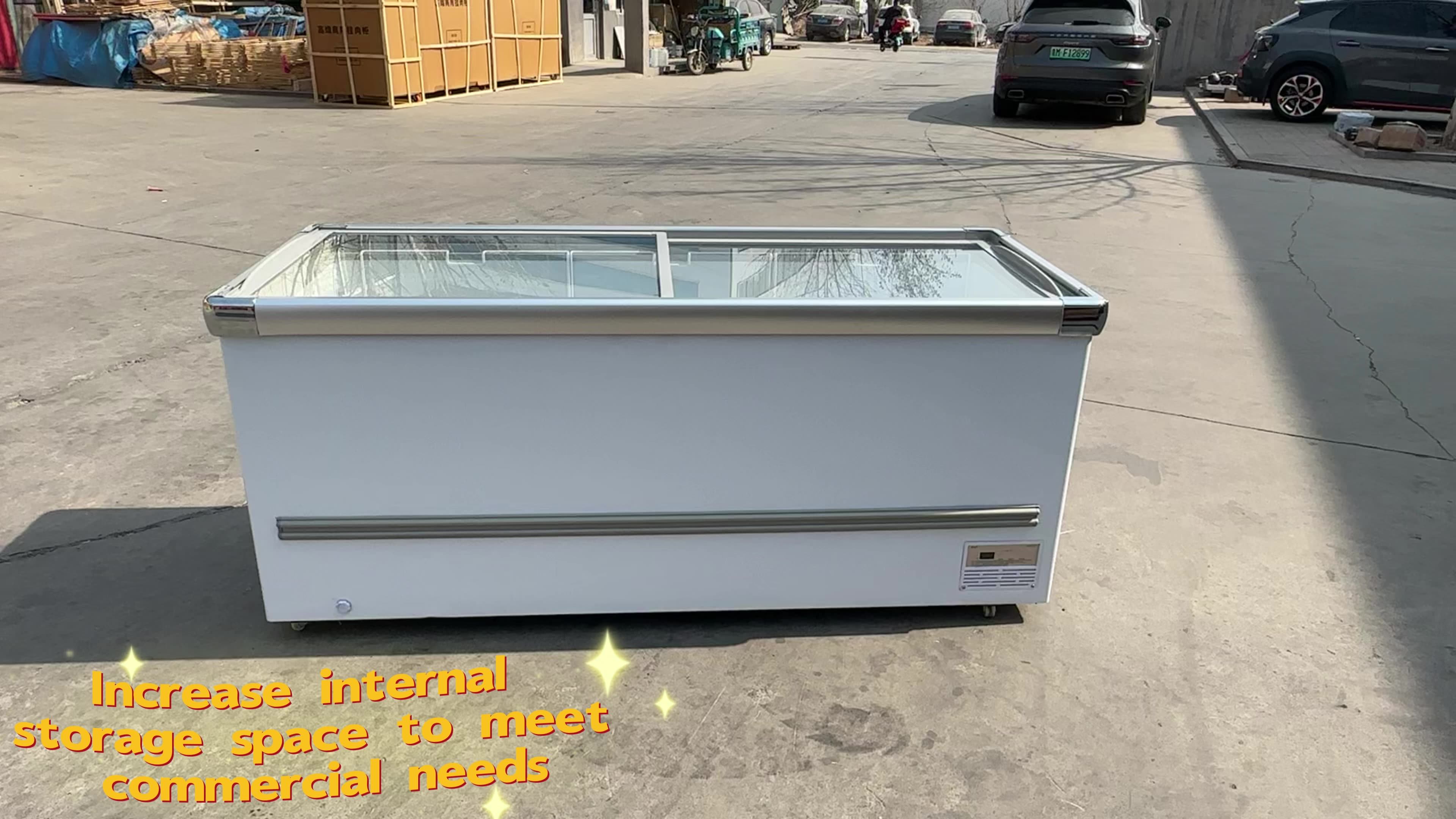 Top Glass Sliding Door Mobile Chest Frost-free Island Display Deep ...