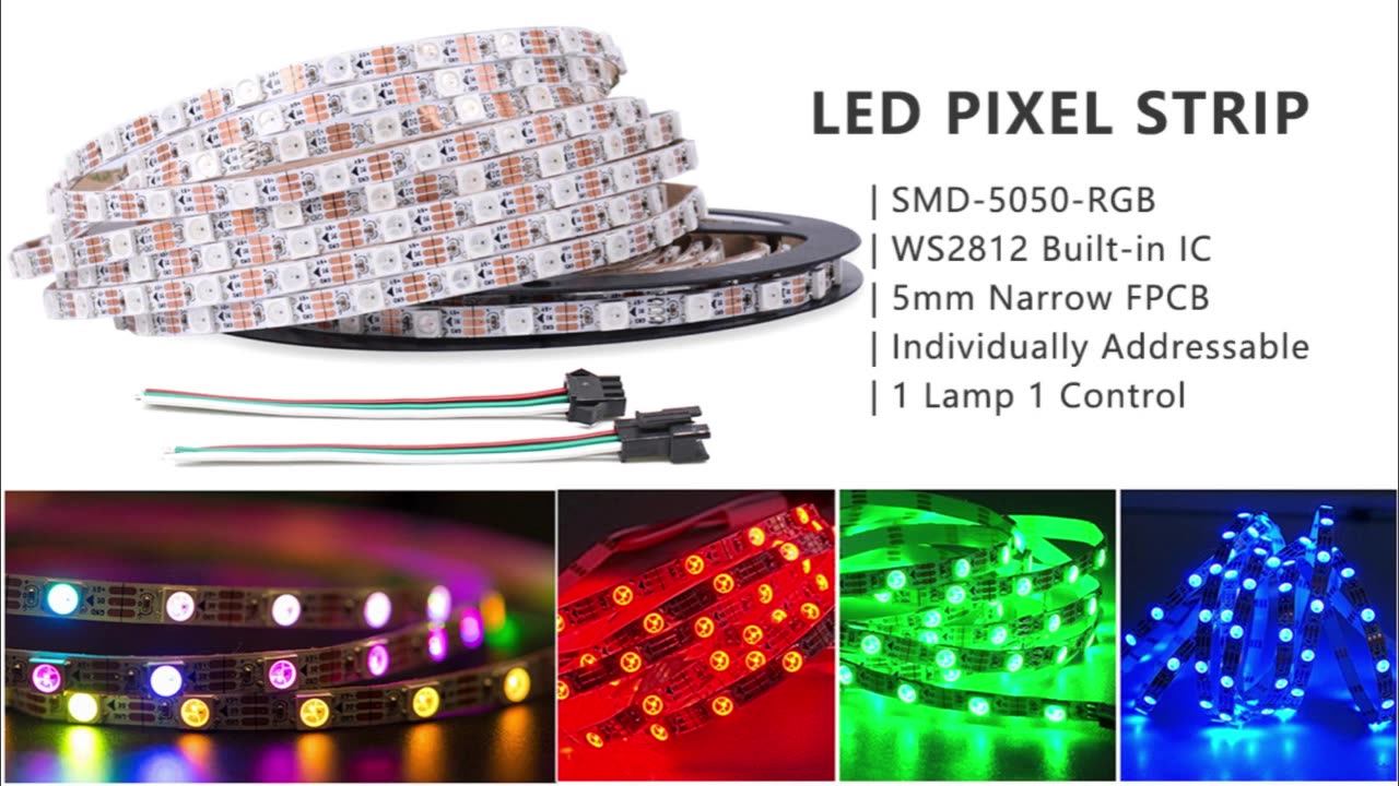 5mm 좁은 Ws2812 Led 스트립 Smd 5050 Rgb 비즈 내장 Ic 300 램프 60 Leds/m 5m 개별적으로 ...