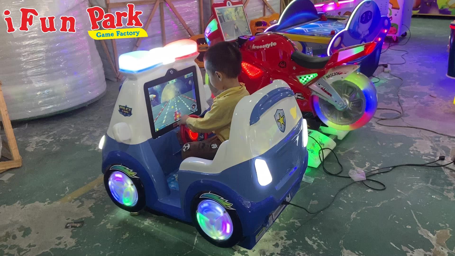 Ifun Park 3d Police Car Kids Video Racing Swing Car Game Machine ...