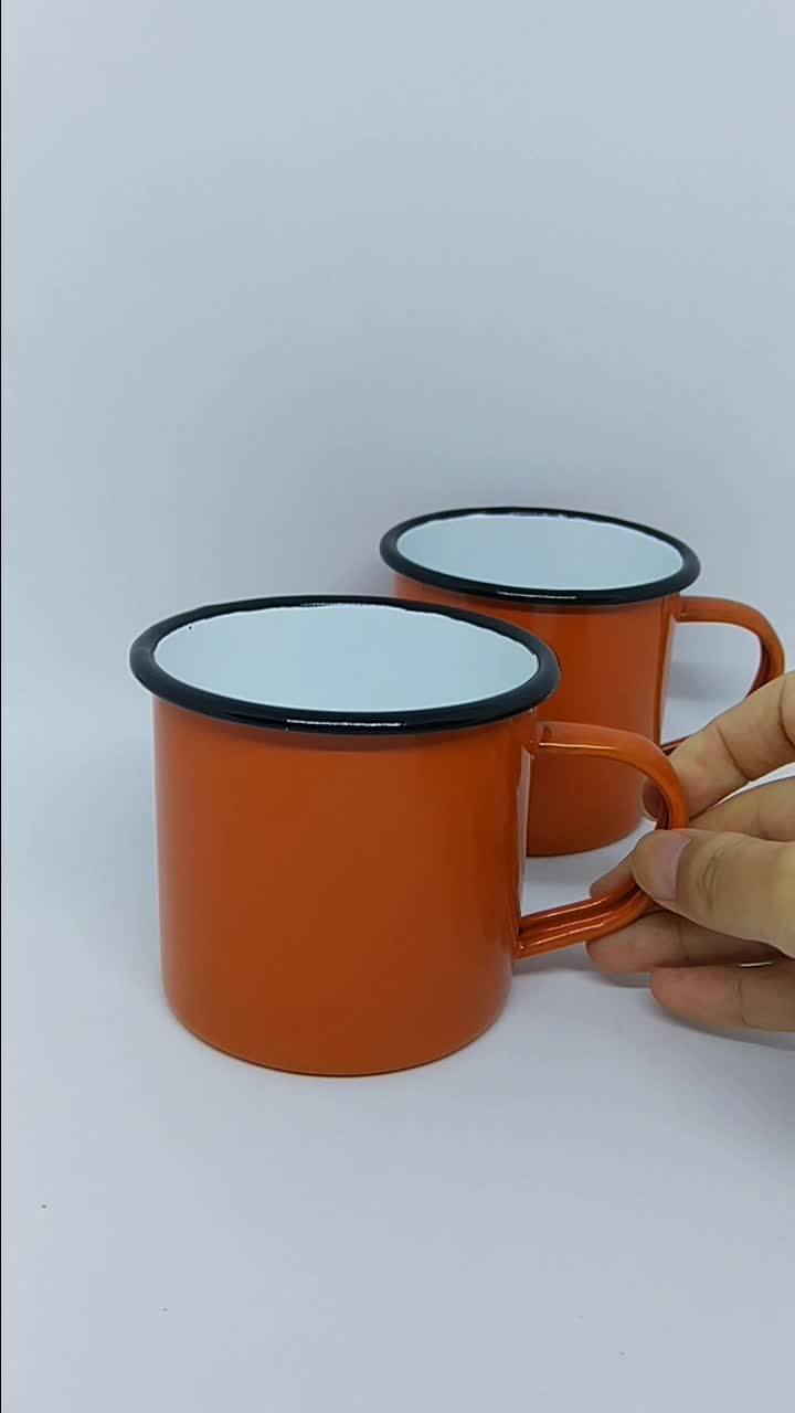 Wholesale Cheap Logo Printed Plain Orange Enamel Mug High Quality ...