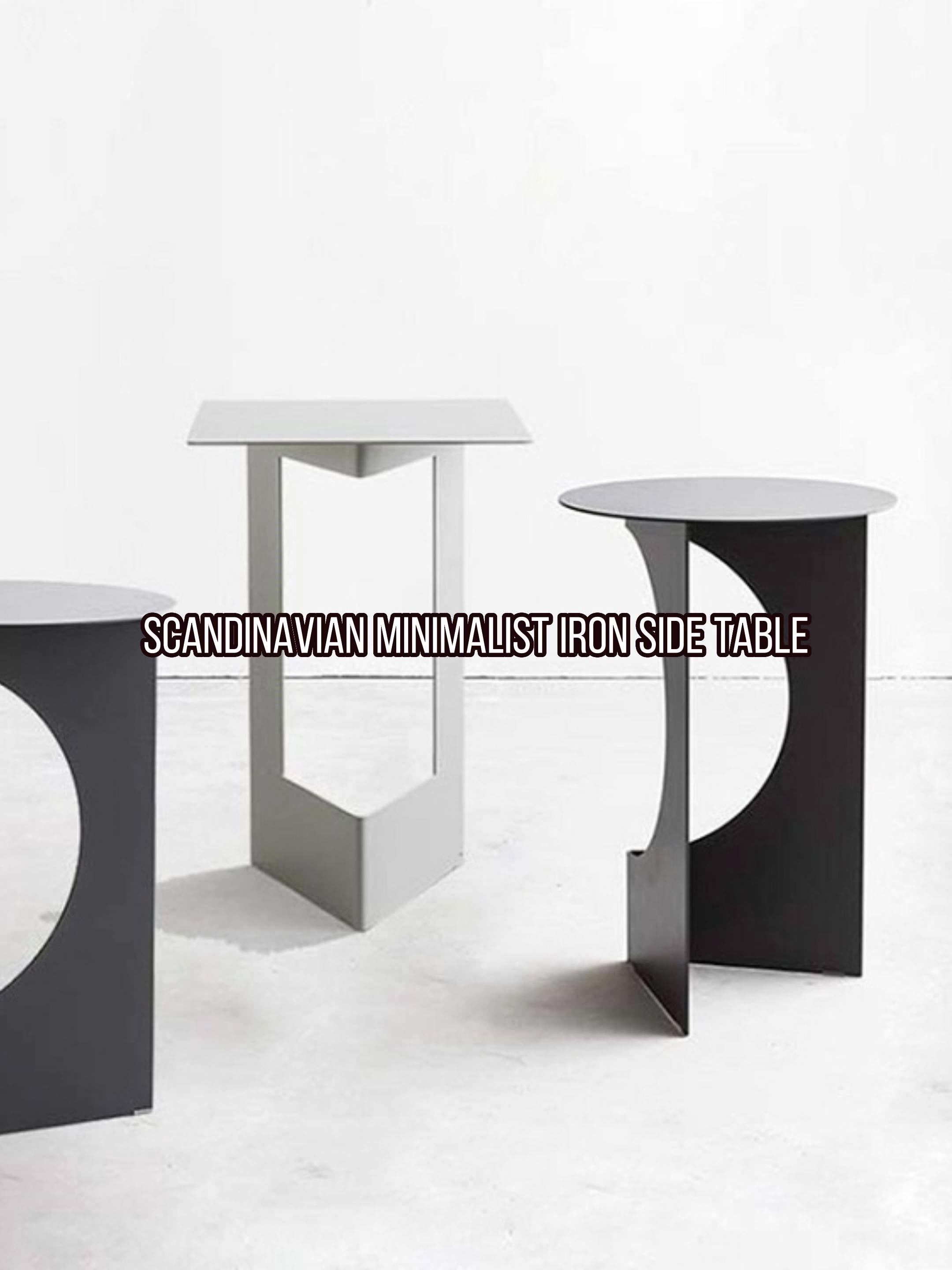 Creative Design Metal Round Side Table Living Room Bedroom Simple Black ...