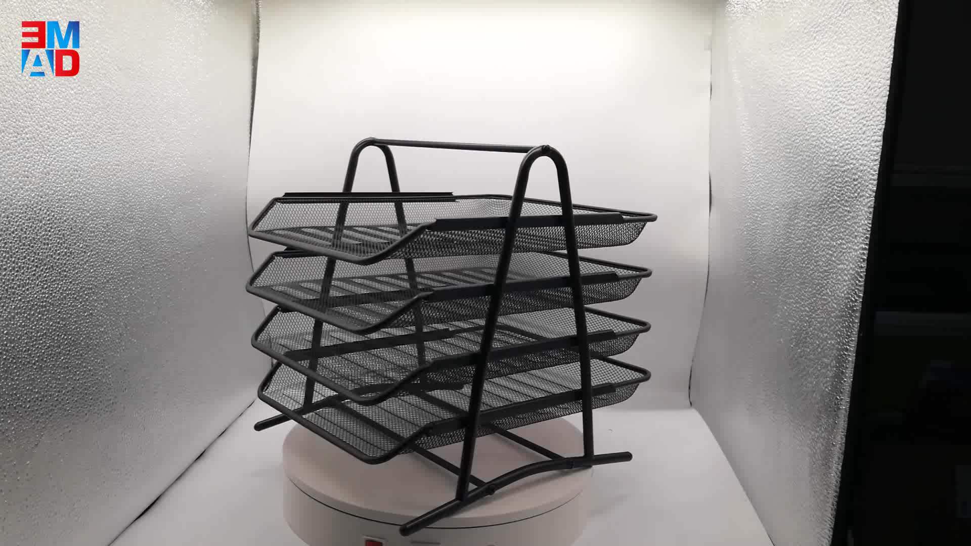 Quality Office Home Desktop Metal Wire Mesh Black Foldable 4 Tiers ...