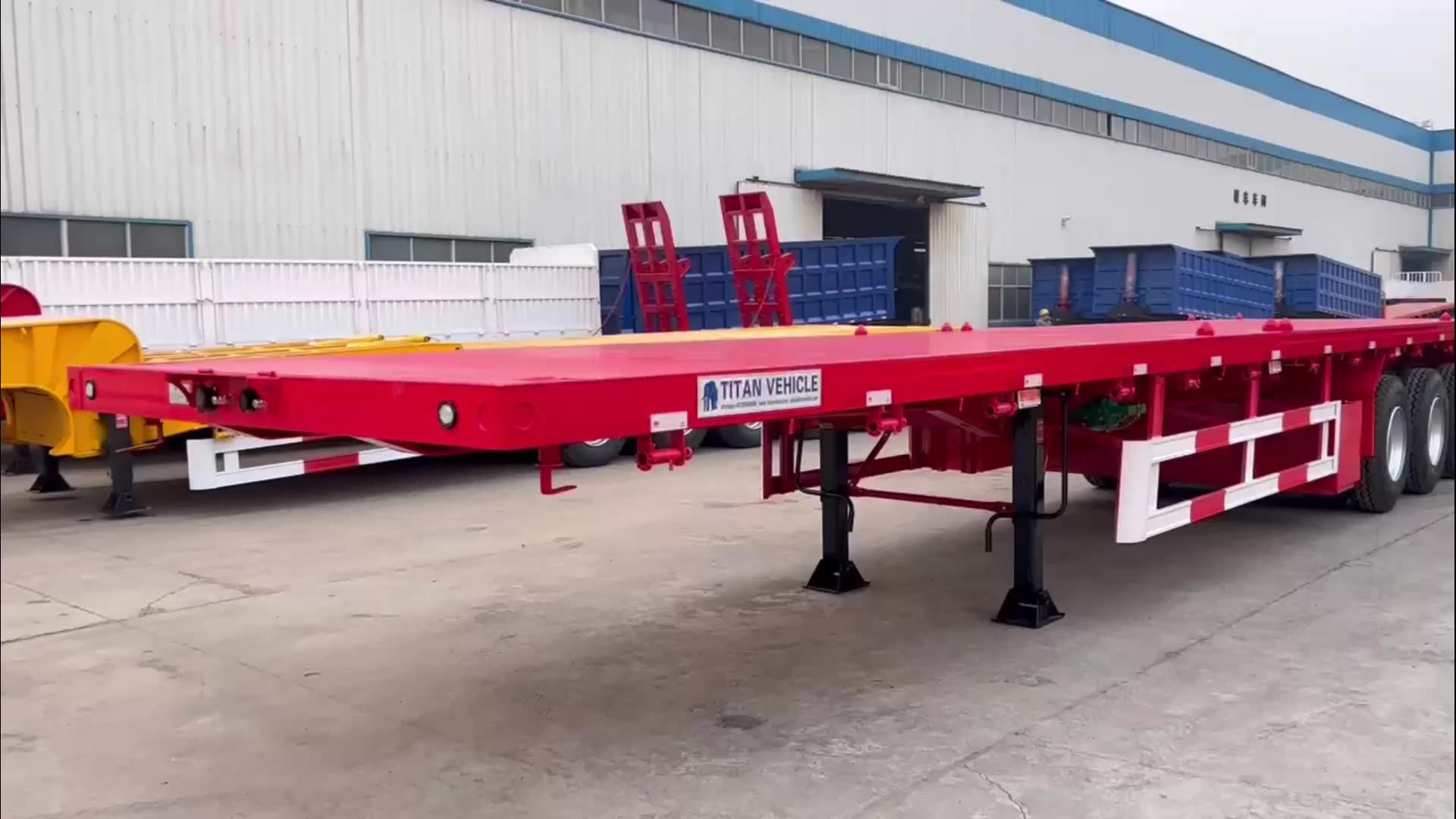 Shipping 40ft Container Transport Flat Bed Trailer 3 Axle Flatbed Semi ...