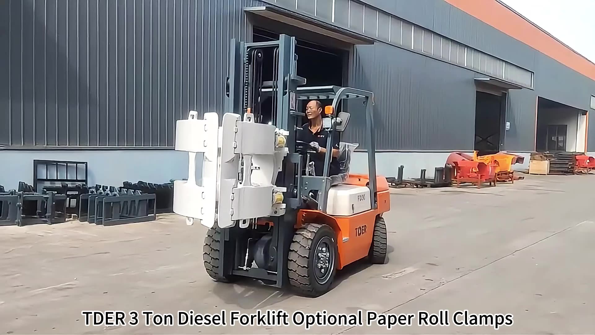 Tder Forklift 3ton Diesel Forklift Montacargas Small Fork Lift With Paper Roll Clamp - Buy ...