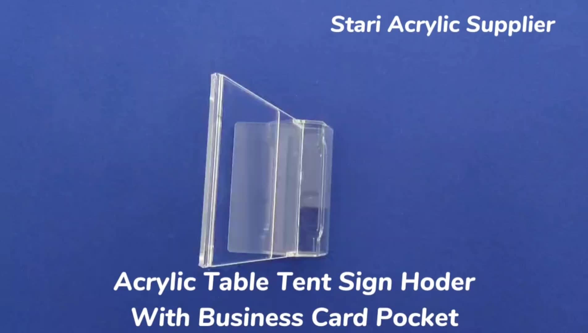 Transparent Acrylic Table Tent Sign Holder With Business Card Pocket ...