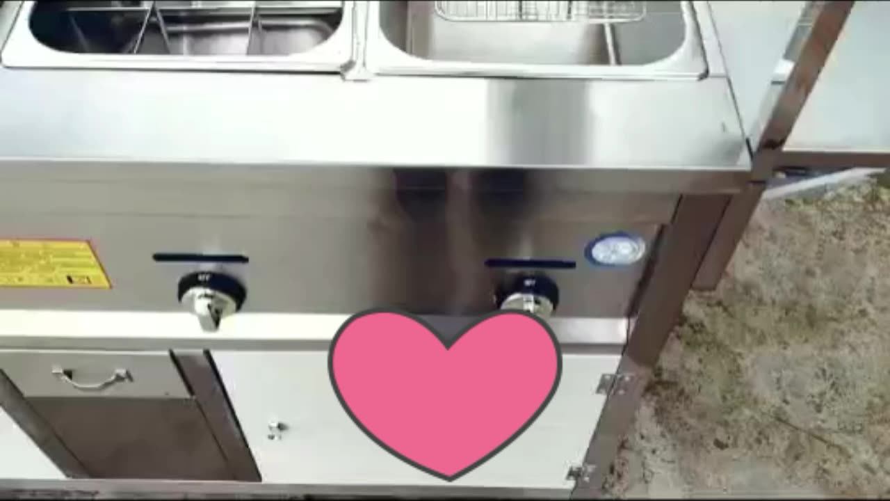 French Fries Hot Dog Snack Cart With Fryer Boiler Grill Street Food ...