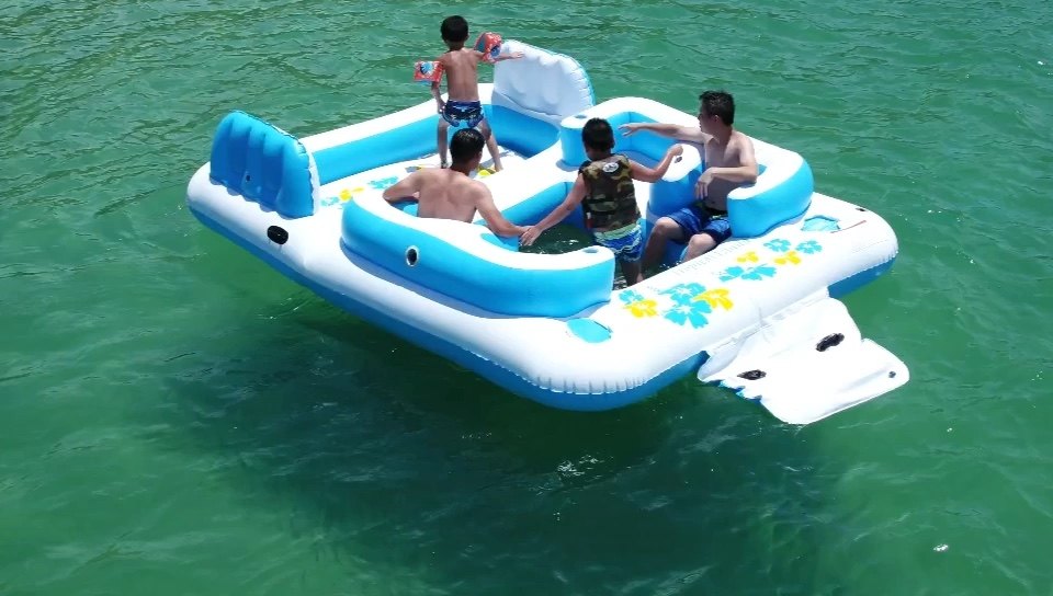 Inflatable Raft Pool Ocean Lake 6 Person People Tropical Tahiti ...