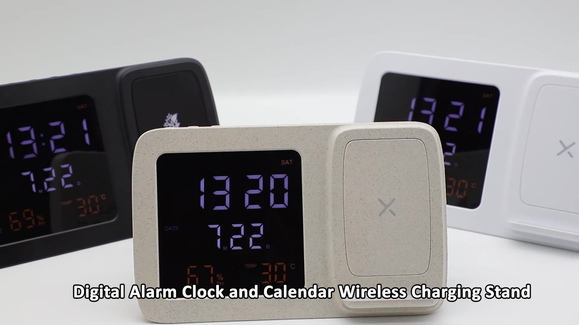 Desktop Multiple Functions Wireless Charger Stand With Digital Alarm ...