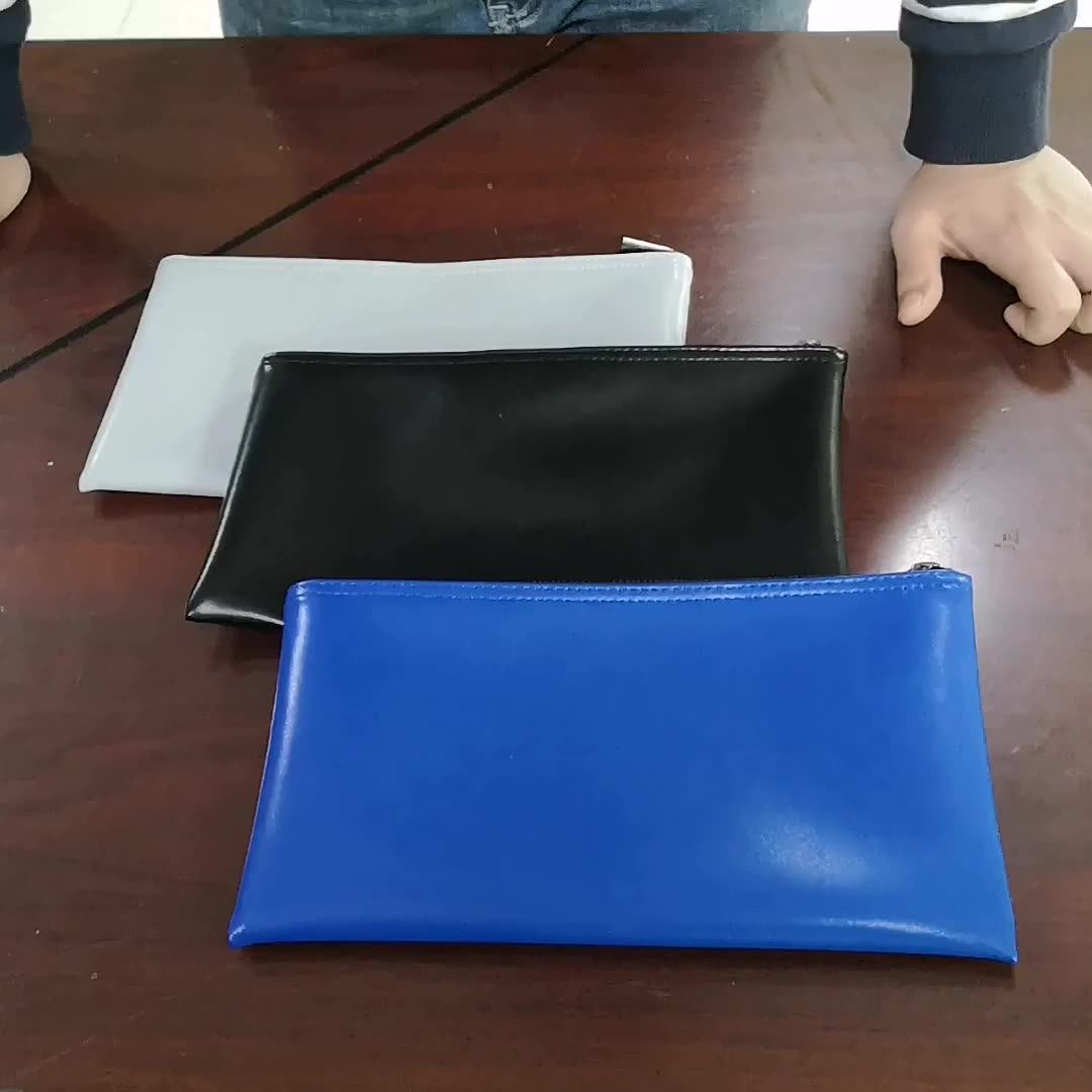 Utility Leather Money Security Coin Bag Bank Deposit Bags With Zipper ...
