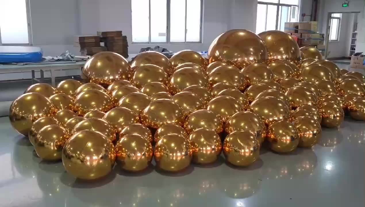 Golden Hanging Giant Inflatable Mirror Ball Disco Shinny Pvc Mirror ...