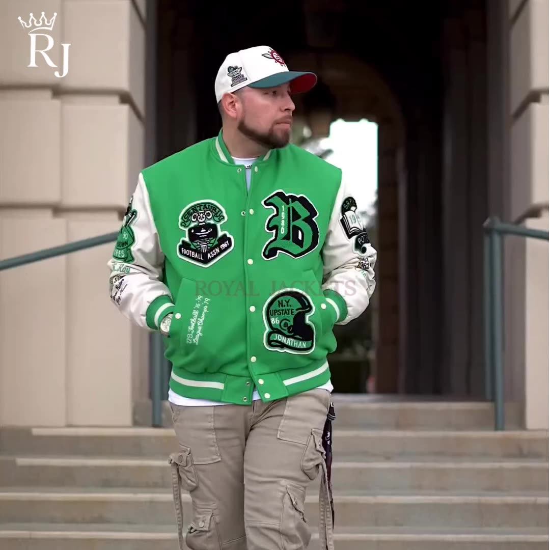 New Varsity College Letterman Jacket Customize Logo Embroidery Body ...