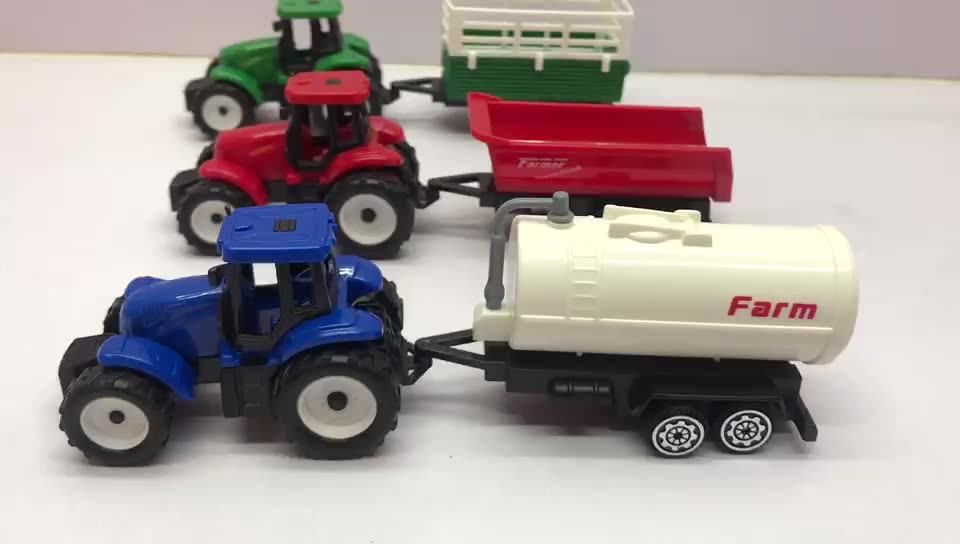 Abs Material 3pcs Farm Tractors Truck And Trailers Set Toy Mini Plastic ...