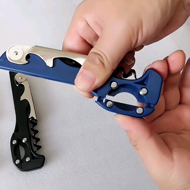 Classic Black Wine Key Double Hinged Corkscrew With Extendable 4 Wheel ...