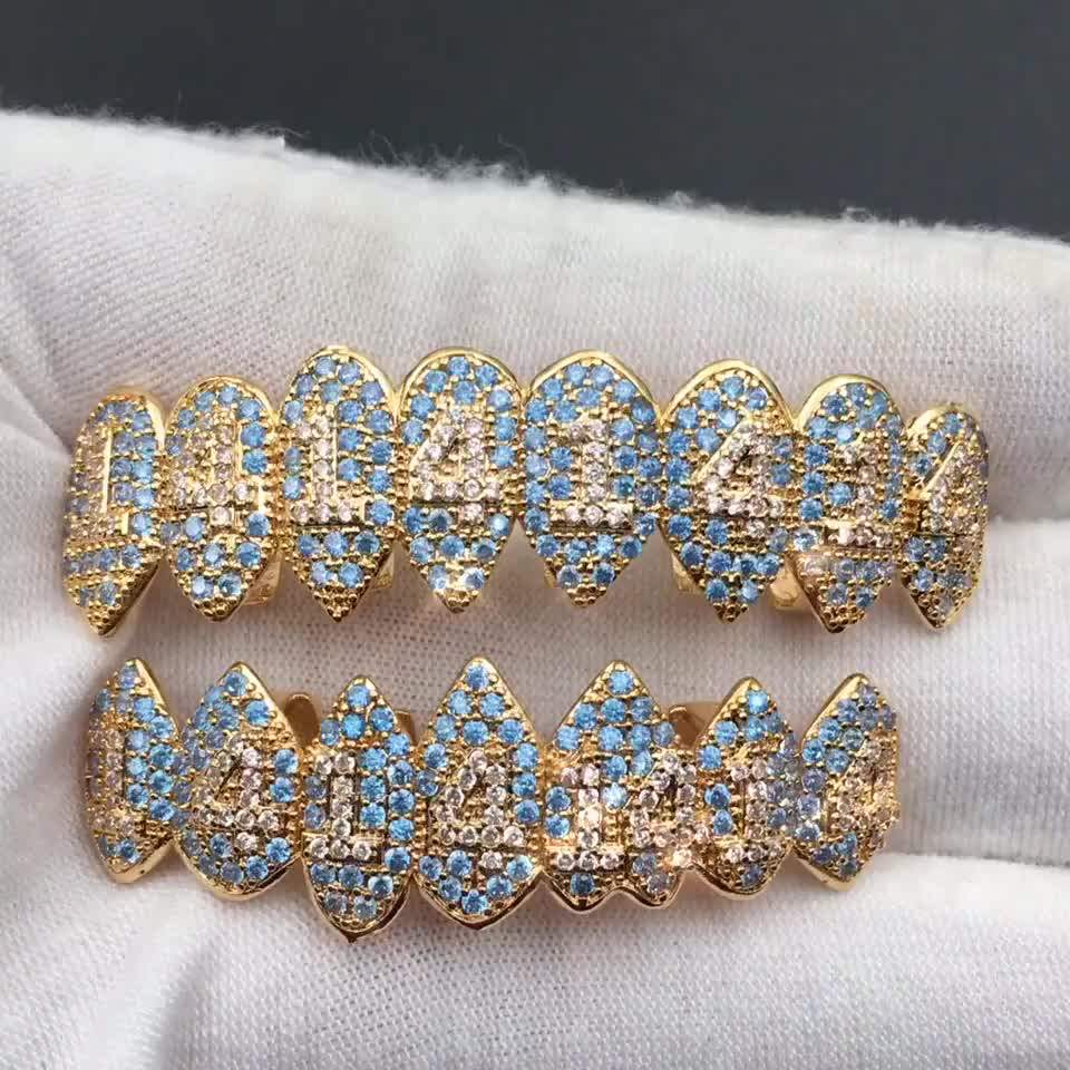 Micro Pave Diamond Silver Iced Out Teeth Hip Hop Grillz Dentaire - Buy ...