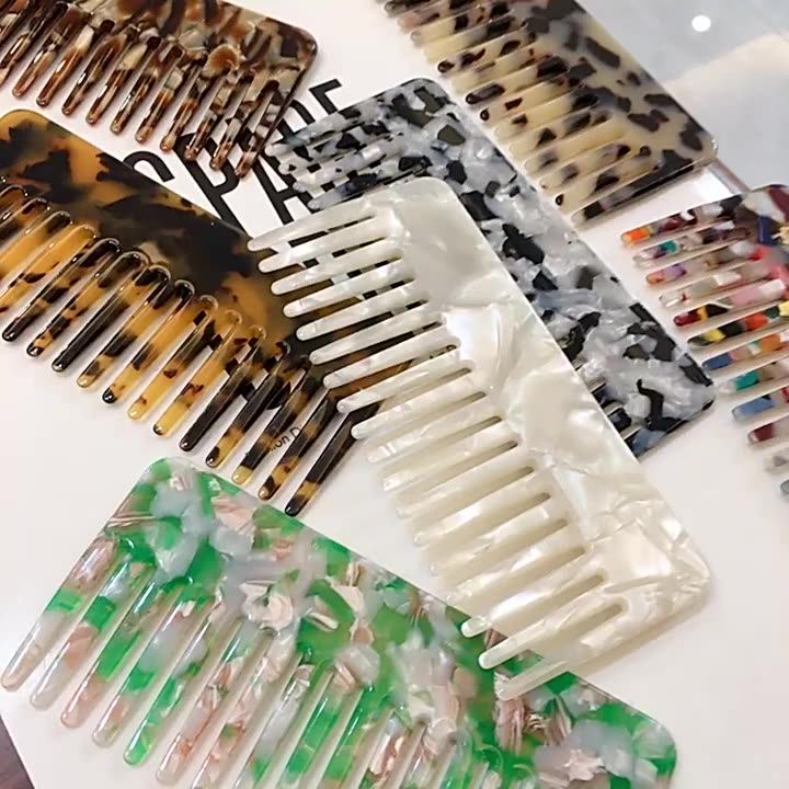 Custom Anti Static Detangle Acetic Acid Hair Comb Portable Marble ...