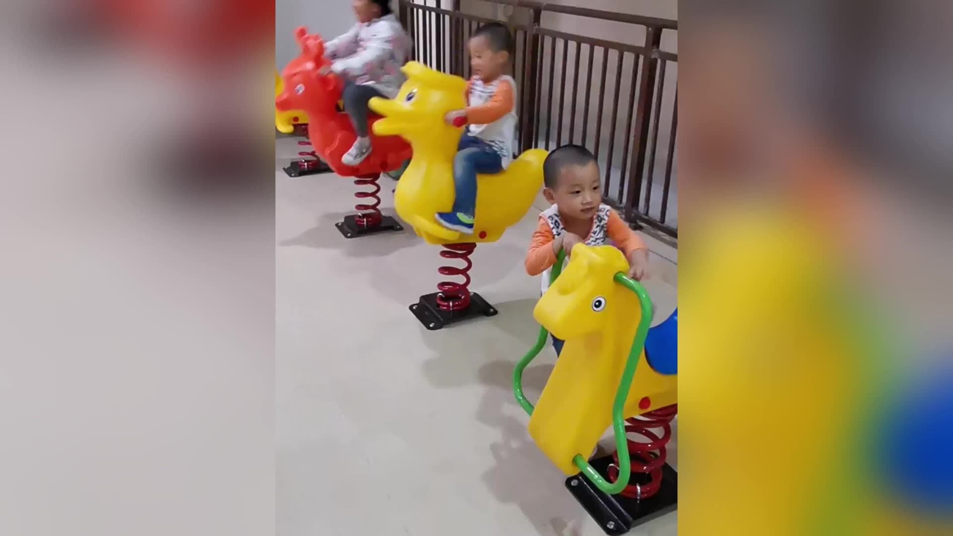 Double Pe Board Cartoon Animals Kindergarten Rider Toys Spring Rocking ...