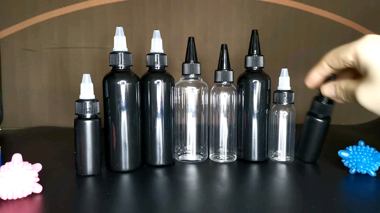 Amber Black Pet Twist Top Cap Applicator Mini Squeeze Bottle 60ml-200ml For Hair Oil And ...