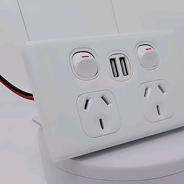 As/nzs Slimline Double Socket Powerpoint 250v 10a With Extra 2 Port Usb ...