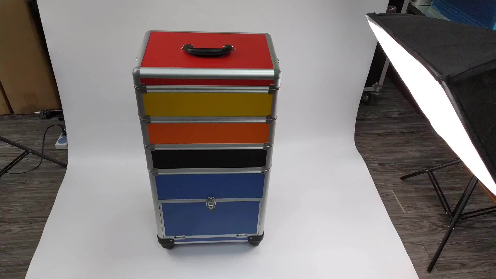 Stackable Toolbox Rolling Mobile Organizer With Telescopic Comfort Grip ...