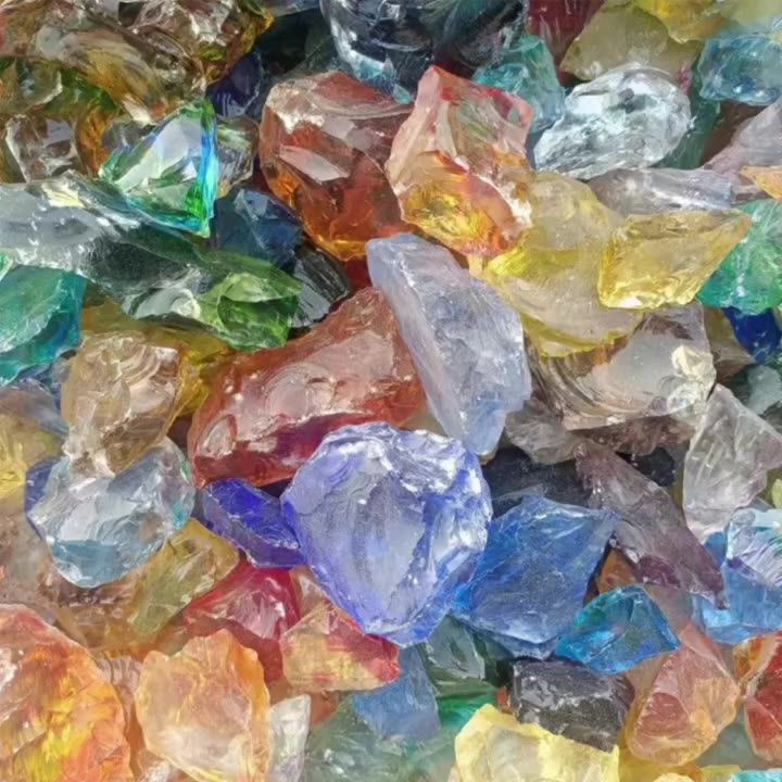 Wholesale Colored Large Landscaping Slag Glass Rocks Blue Decorative ...